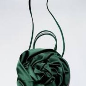 Zara | Bags | Satin Effect Flower Bag Green Zara | Poshmark